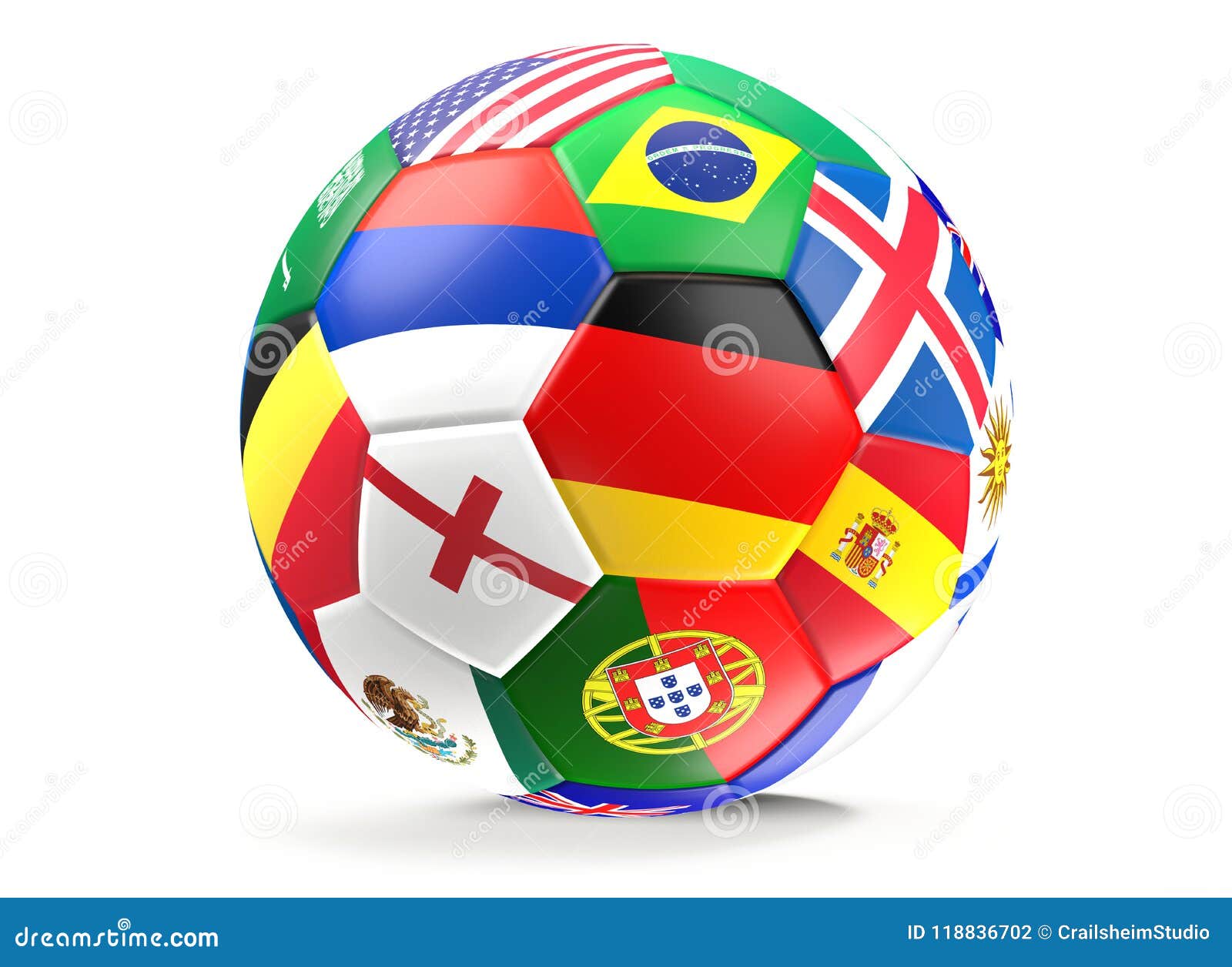 Soccer Ball Flags 3d Rendering Isolated Stock Illustration ...