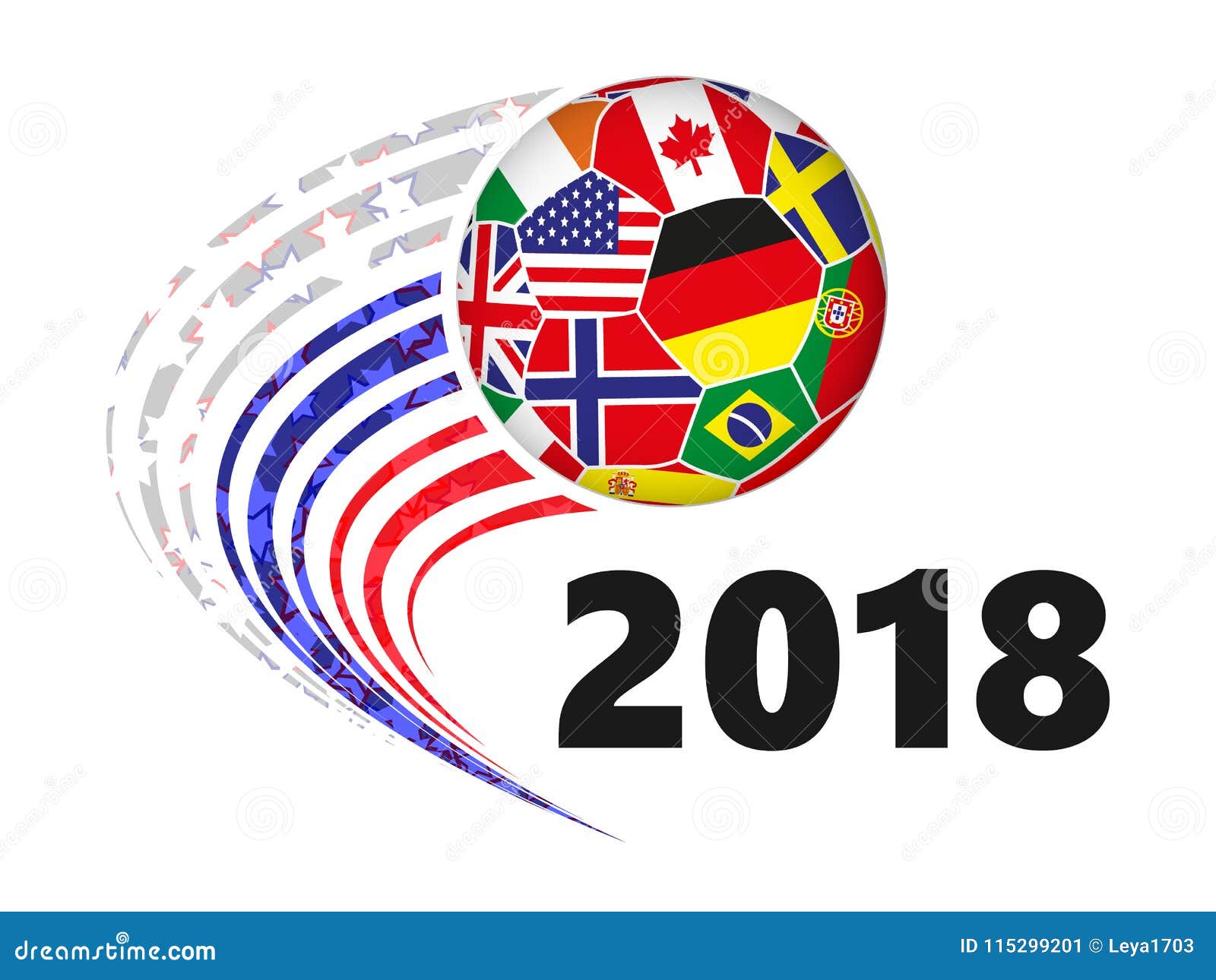 Soccer Ball with Flags of Different Countries in Motion. Stock Vector ...