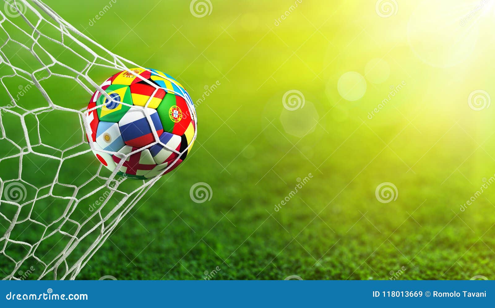 Soccer Ball Flags in Goal stock image. Image of grass - 118013669