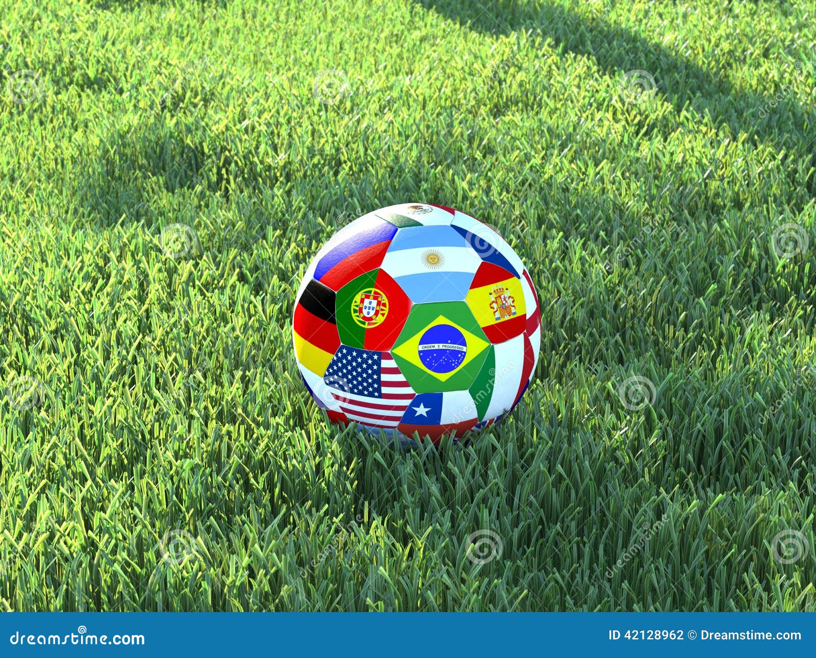 Soccer ball flags grass stock photo. Image of leisure - 42128962