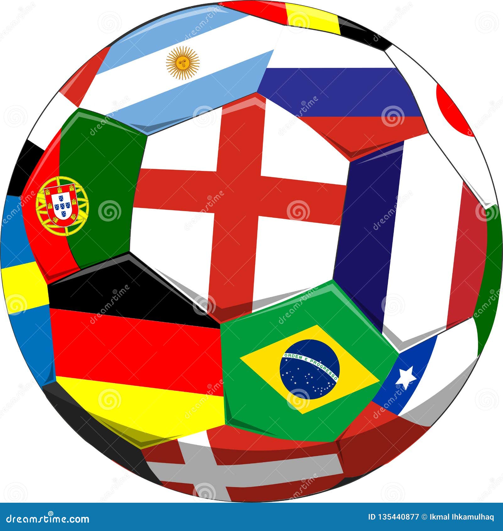 Soccer Ball with flags stock vector. Illustration of 1982 - 135440877