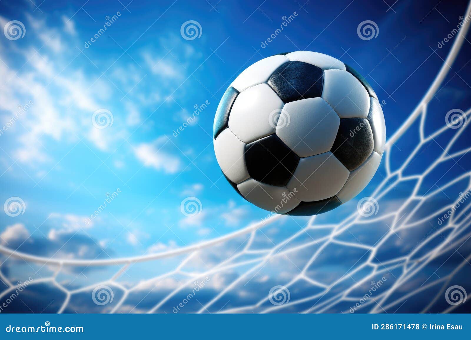 Soccer Ball Flies into the Goal Stock Illustration - Illustration of ...
