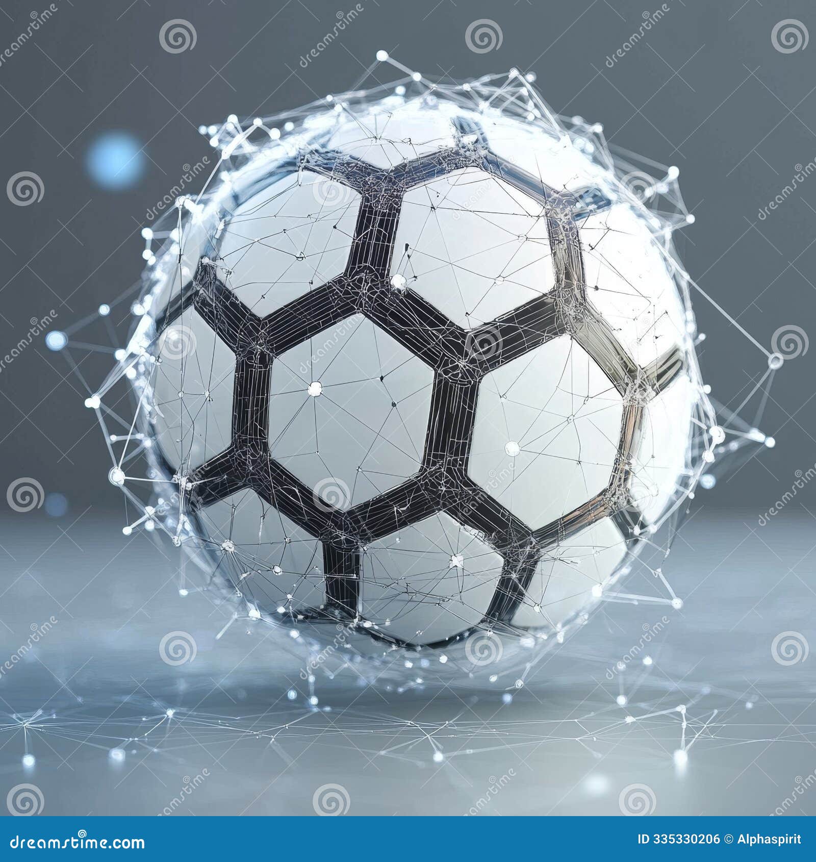 Soccer Ball Floating Over Network Connecting Lines Stock Photo - Image ...