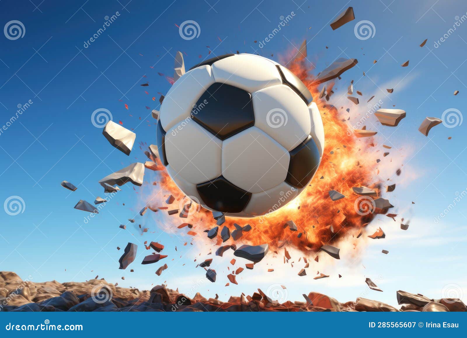 Soccer Ball Flying and Leaving a Trail of Fire Stock Illustration ...