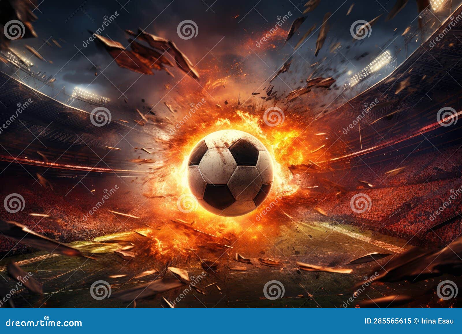 Soccer Ball Flying and Leaving a Trail of Fire Stock Image - Image of ...