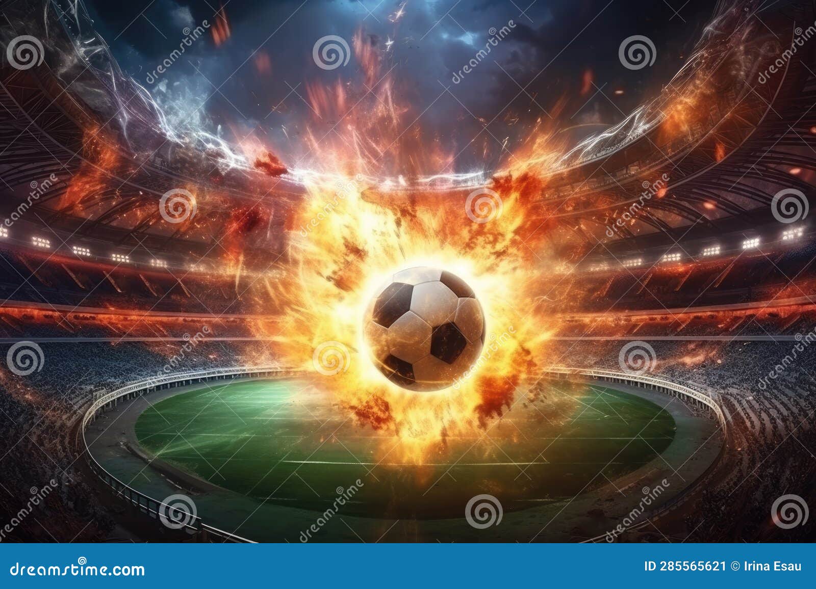 Soccer Ball Flying and Leaving a Trail of Fire Stock Illustration ...