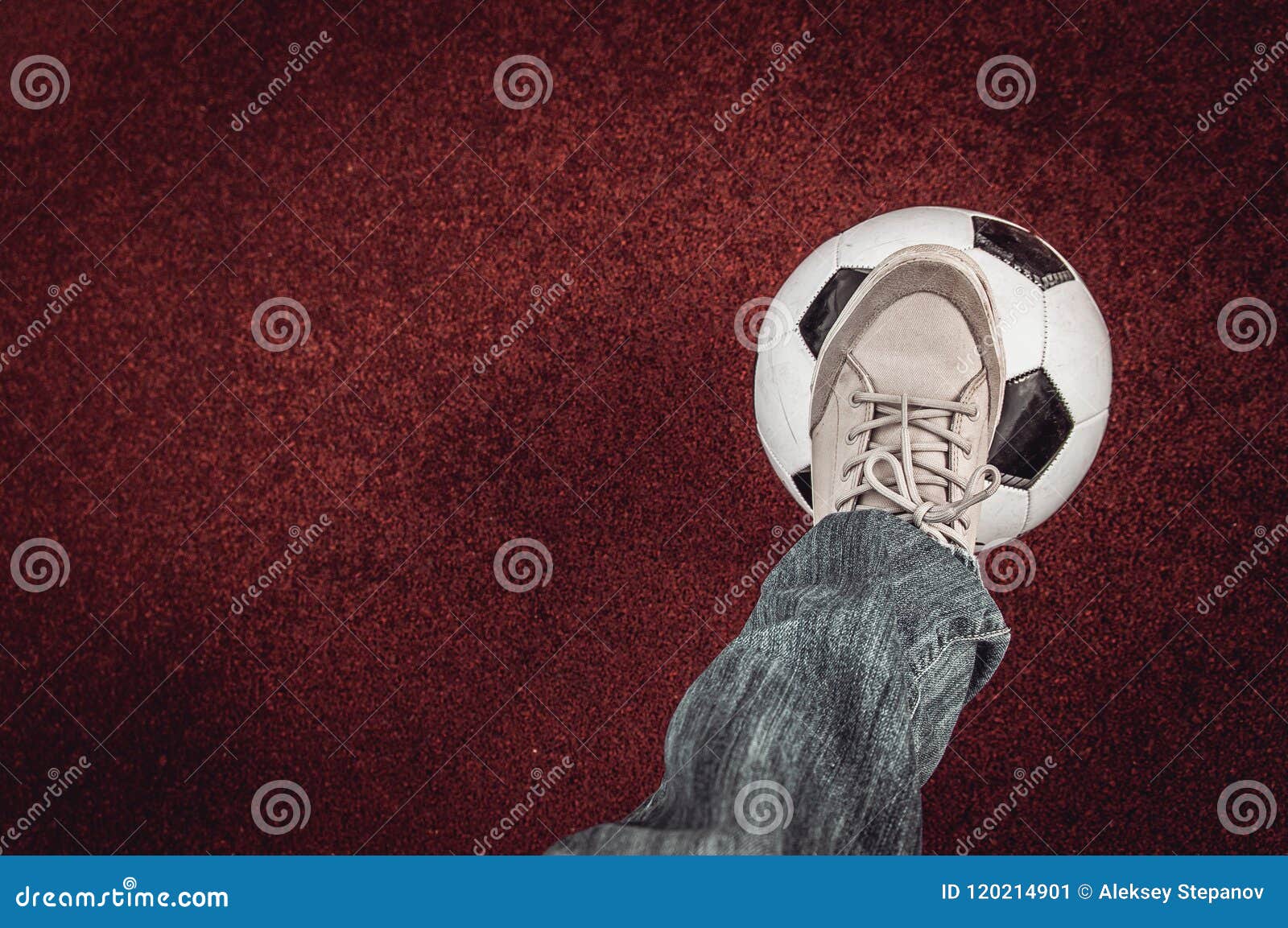 Soccer Ball and Foot on a Red Stock Image - Image of human, ball: 120214901