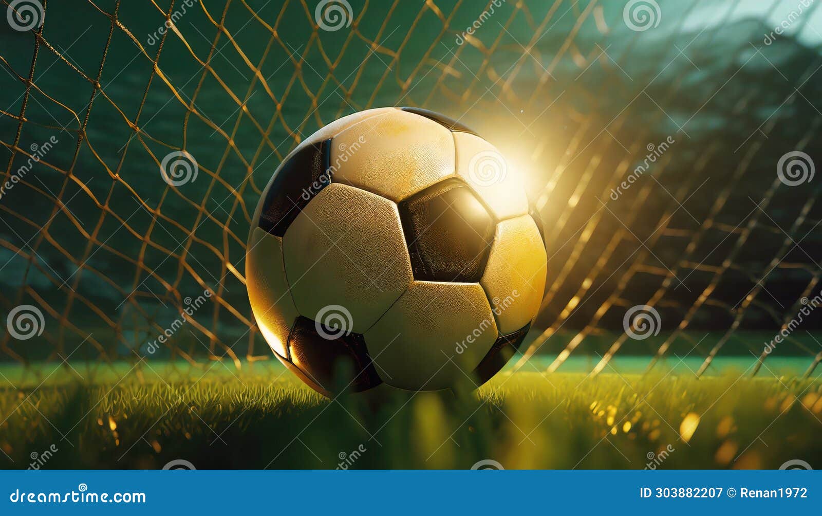 Soccer Ball in Front of Soccer Net Stock Image - Image of front, grass ...