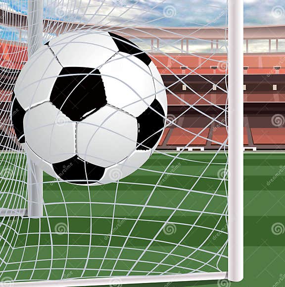 A soccer ball in the gate stock vector. Illustration of competition ...