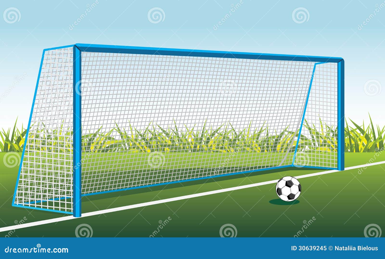 Soccer ball and gate stock vector. Illustration of playground - 30639245