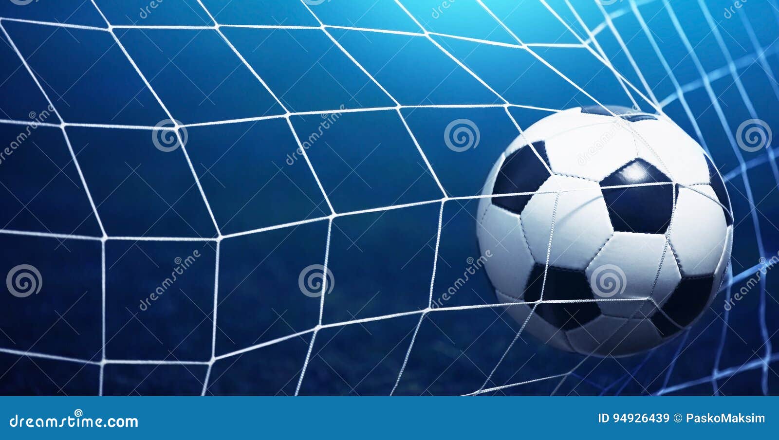 Soccer ball in goal stock image. Image of kick, blue - 94926439