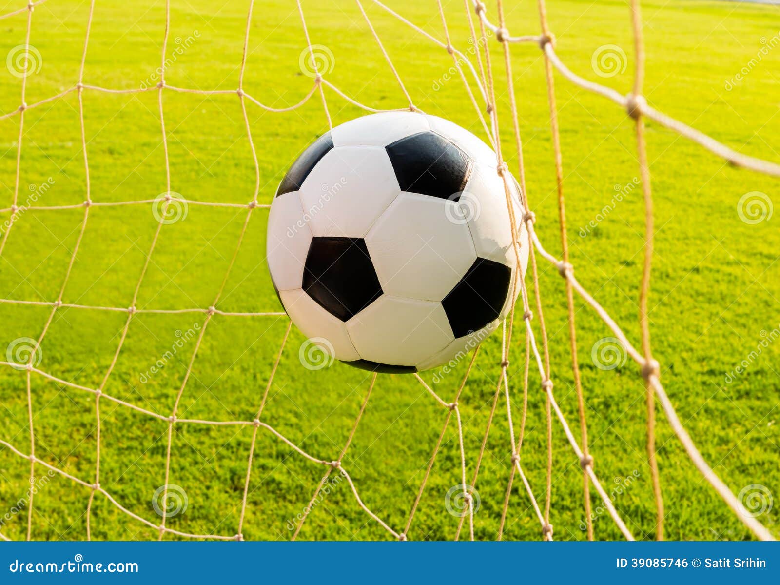 Soccer ball in goal net stock photo. Image of game, competition - 39085746