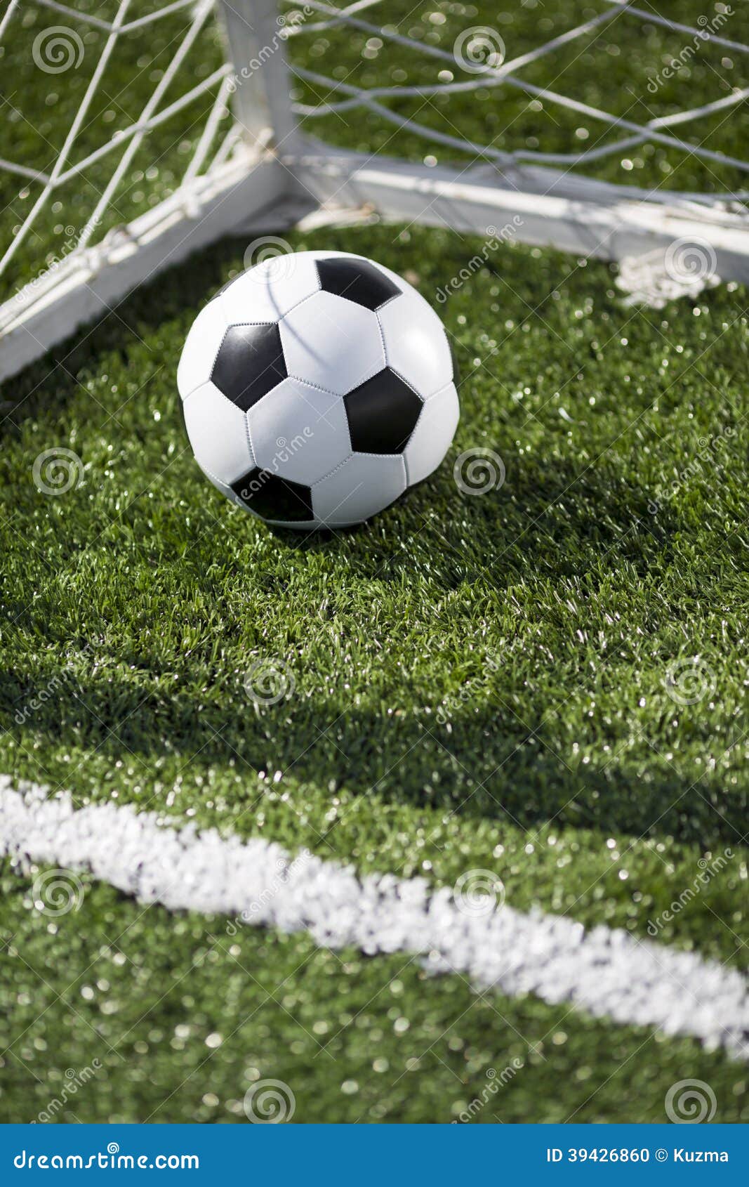 Soccer ball and goal net stock photo. Image of achievement - 39426860
