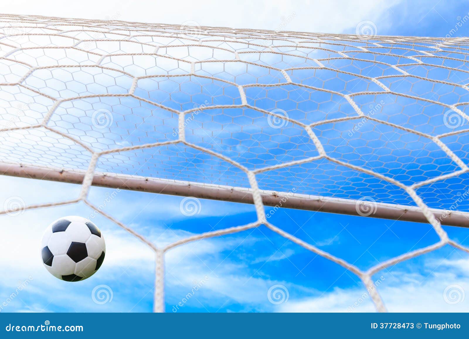 Soccer ball in goal net stock image. Image of leather - 37728473