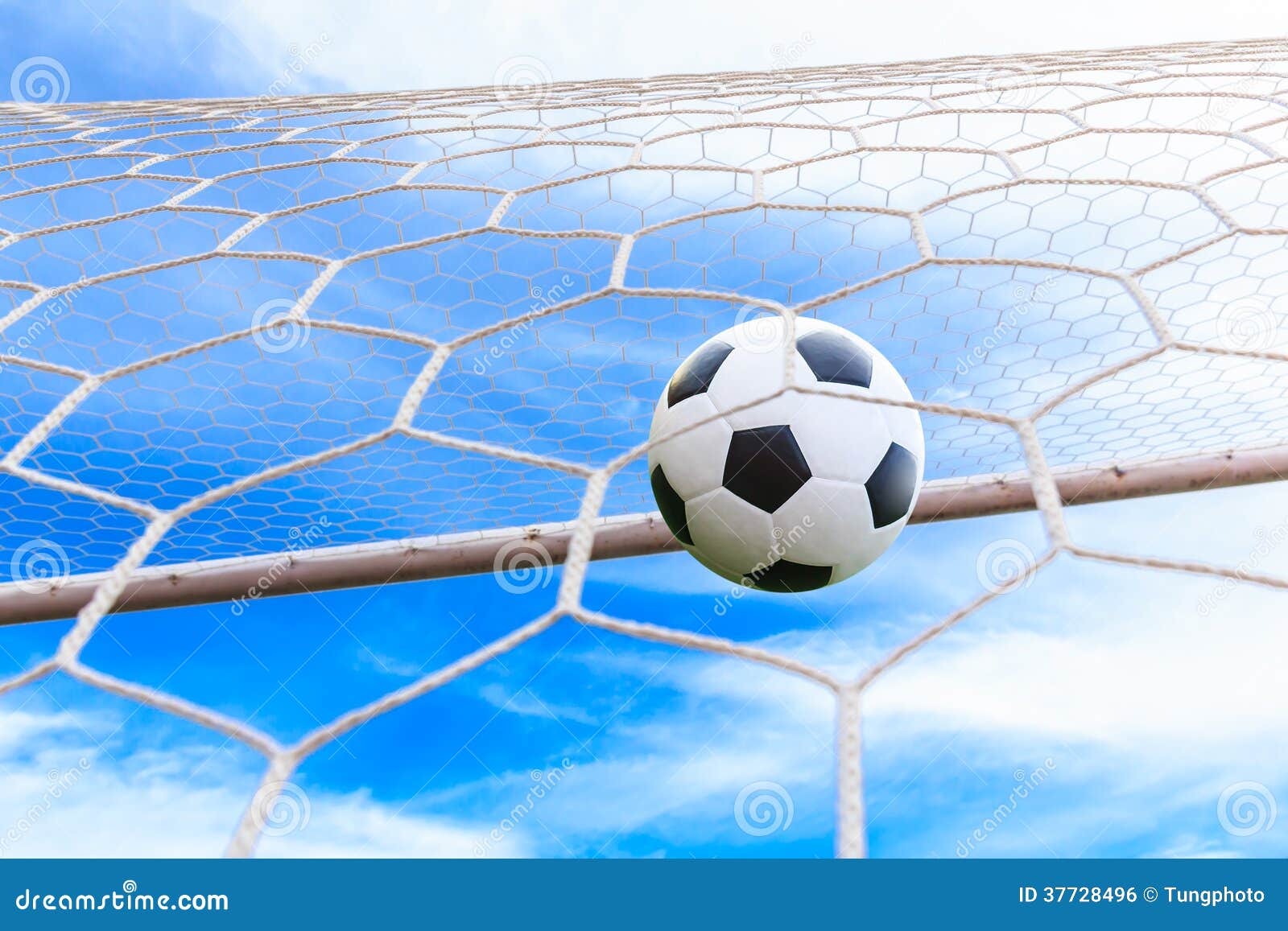 Soccer ball in goal net stock photo. Image of outdoors - 37728496