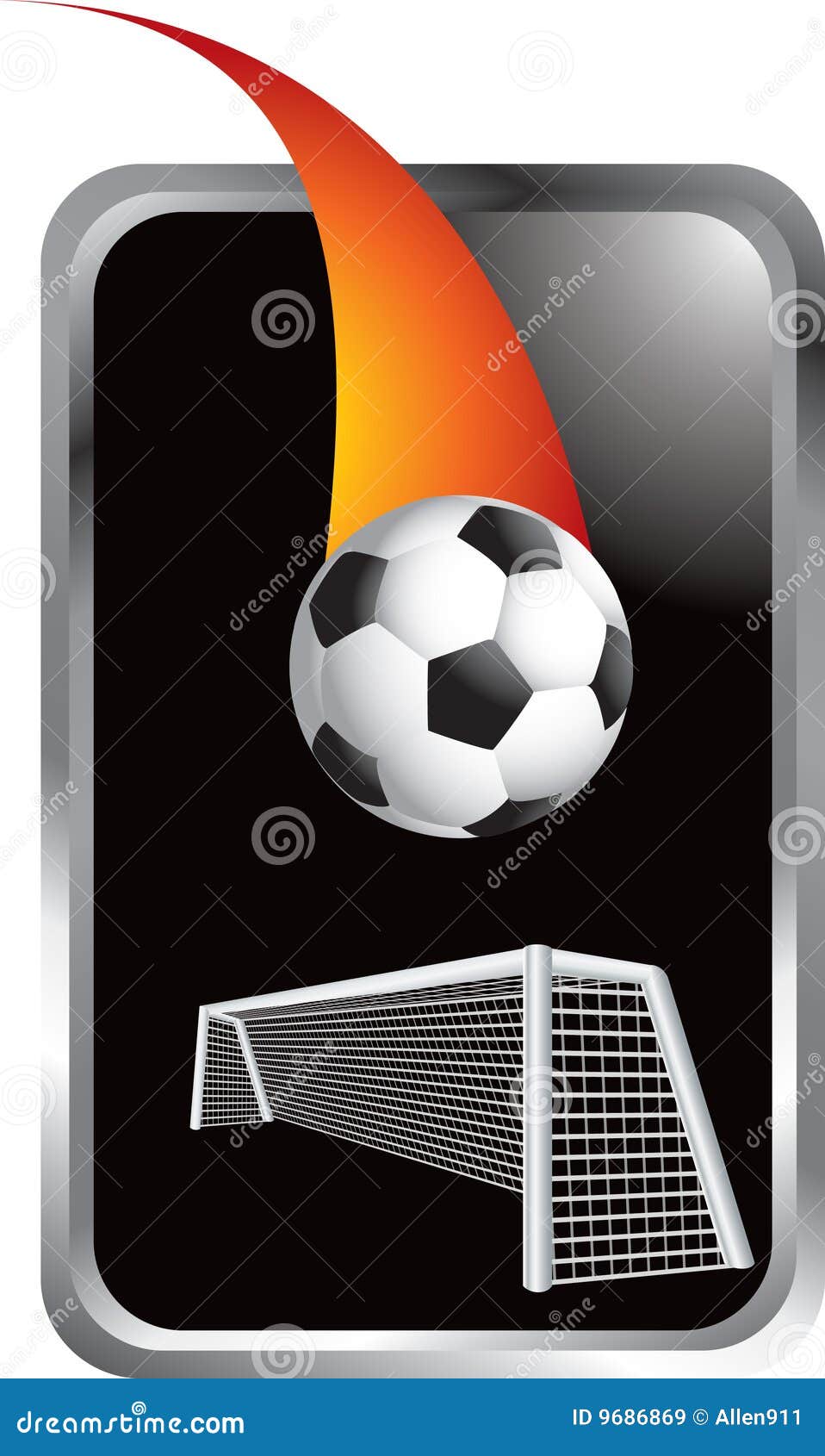 Soccer Ball and Goal in Silver Frame Stock Vector - Illustration of ...