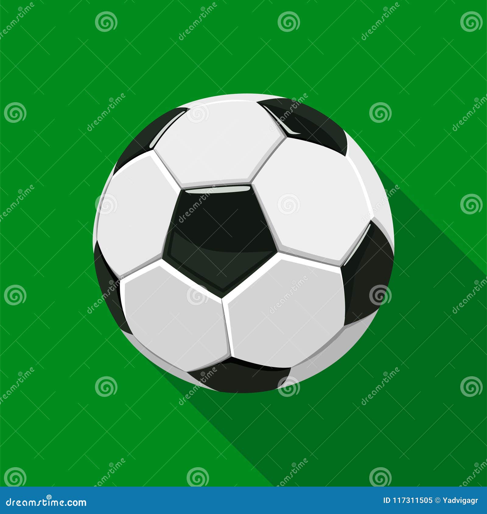 Soccer Ball on Green Background Stock Vector - Illustration of flat ...