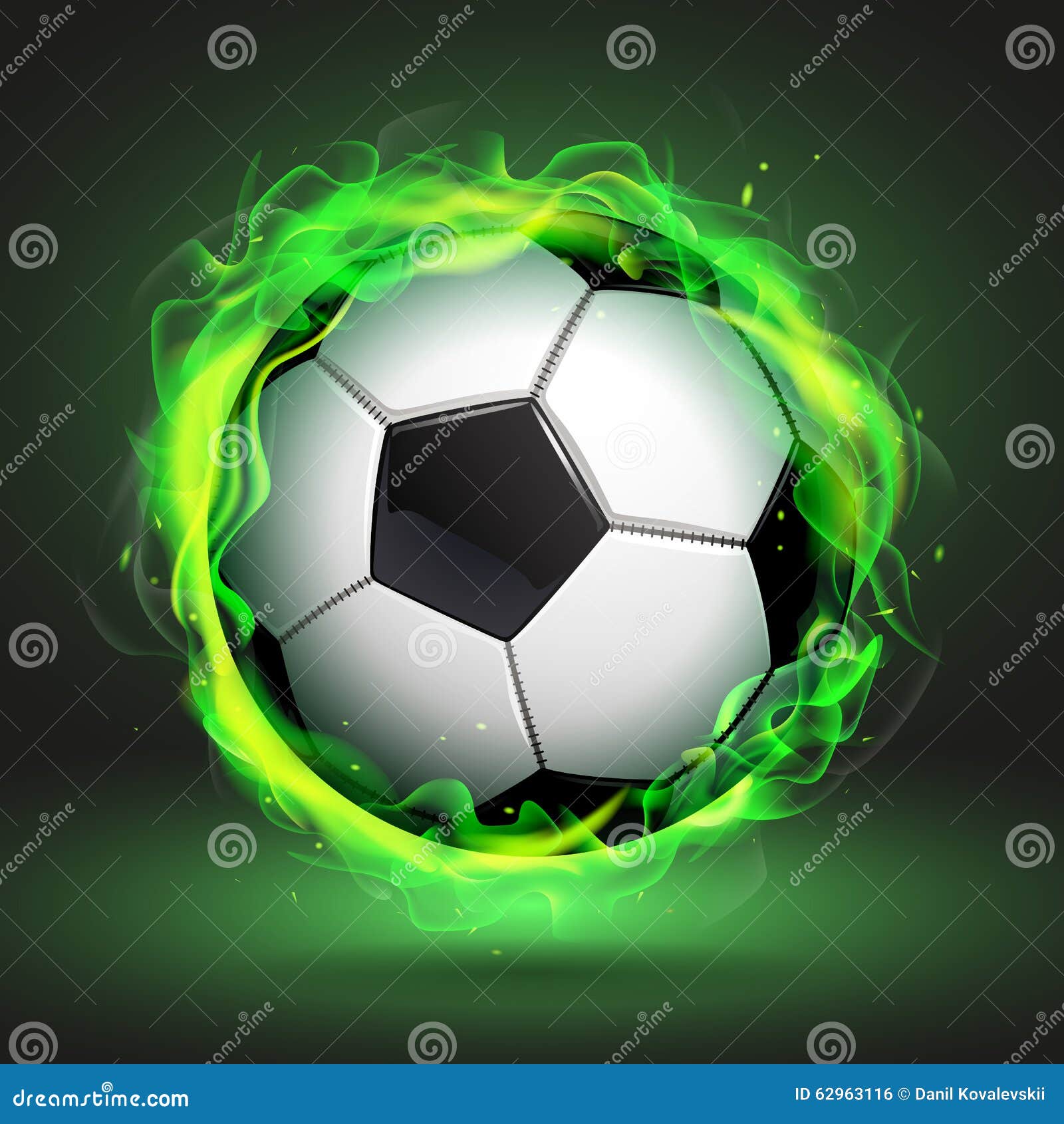 Green Flaming Soccer Ball