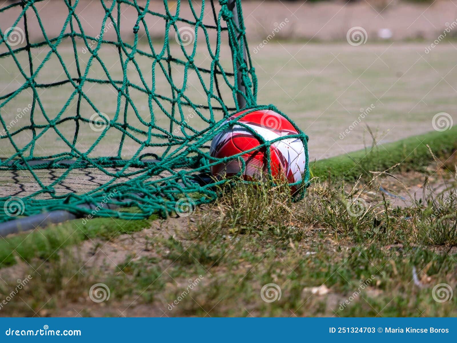 Soccer Ball in the Green Goal Stock Image - Image of entertainment ...