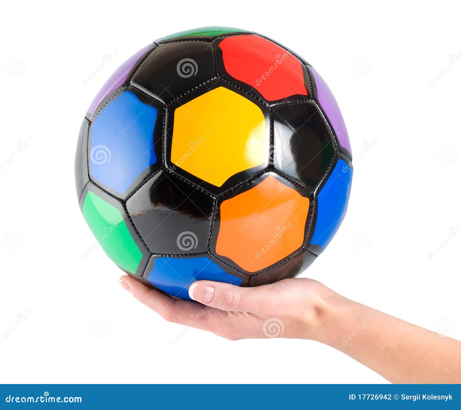 Soccer ball in hand stock photo. Image of sphere, hand - 17726942