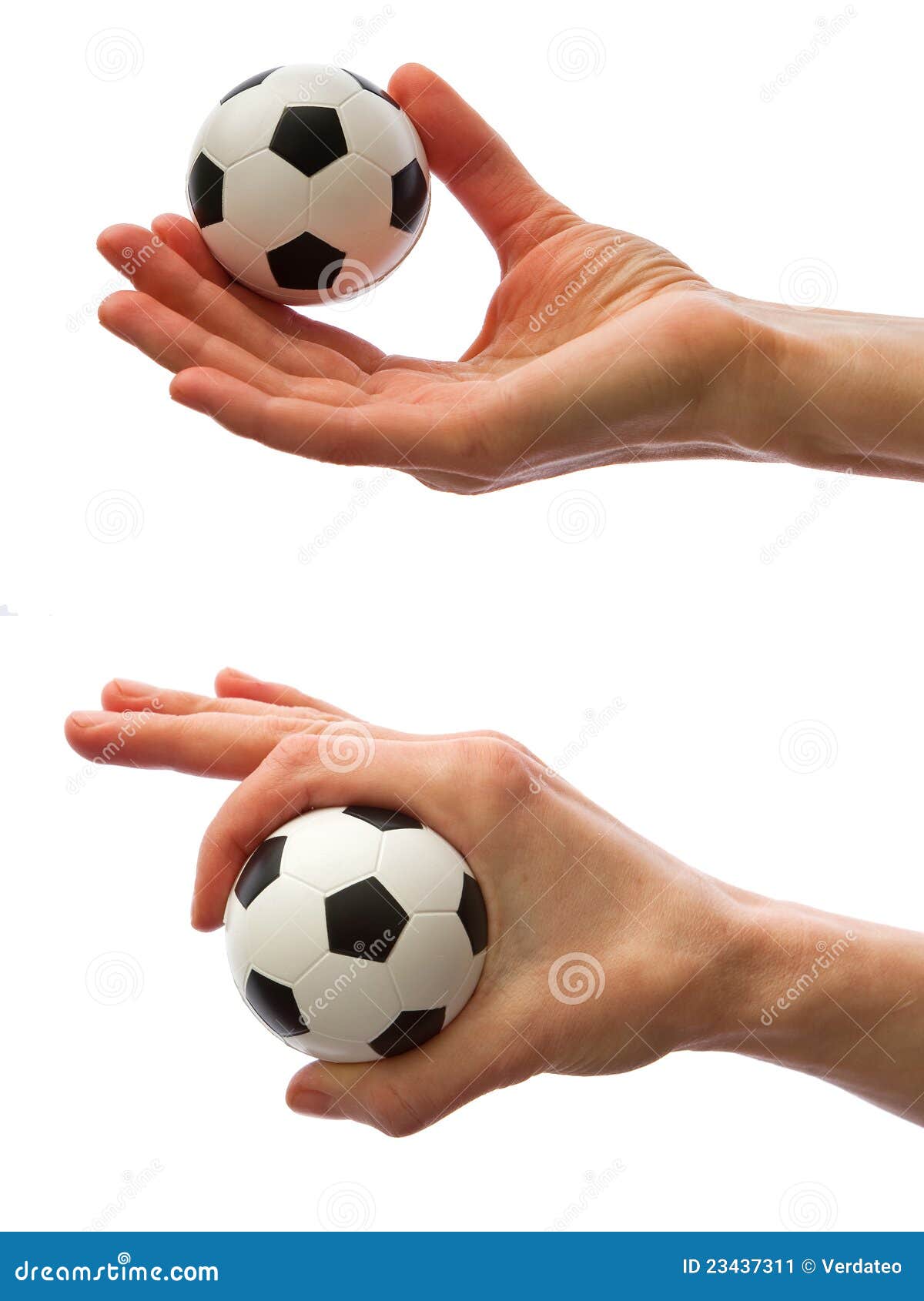 Soccer ball in hand stock image. Image of classic, soccer - 23437311