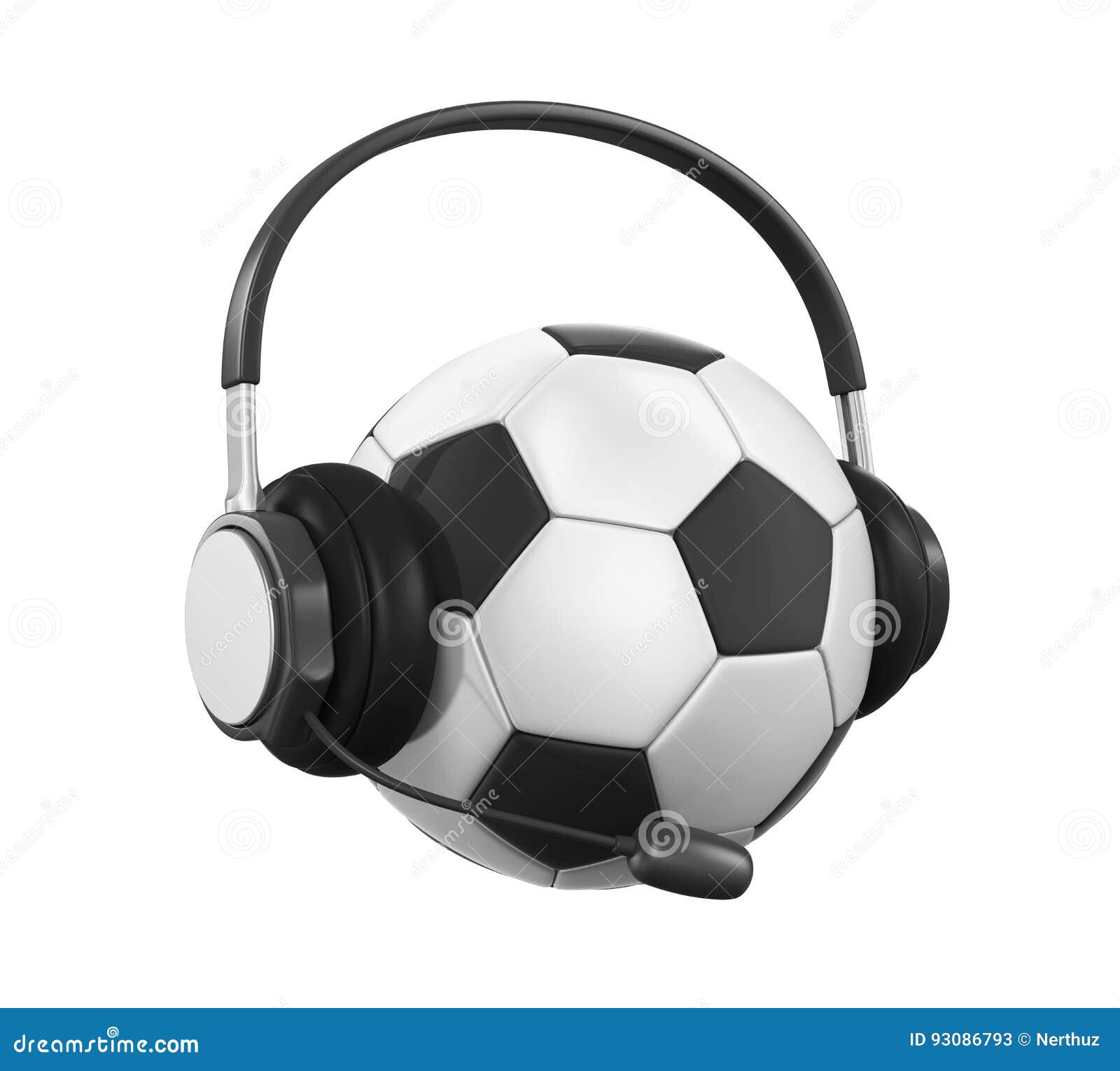 Soccer Ball with Headset Isolated Stock Illustration - Illustration of ...