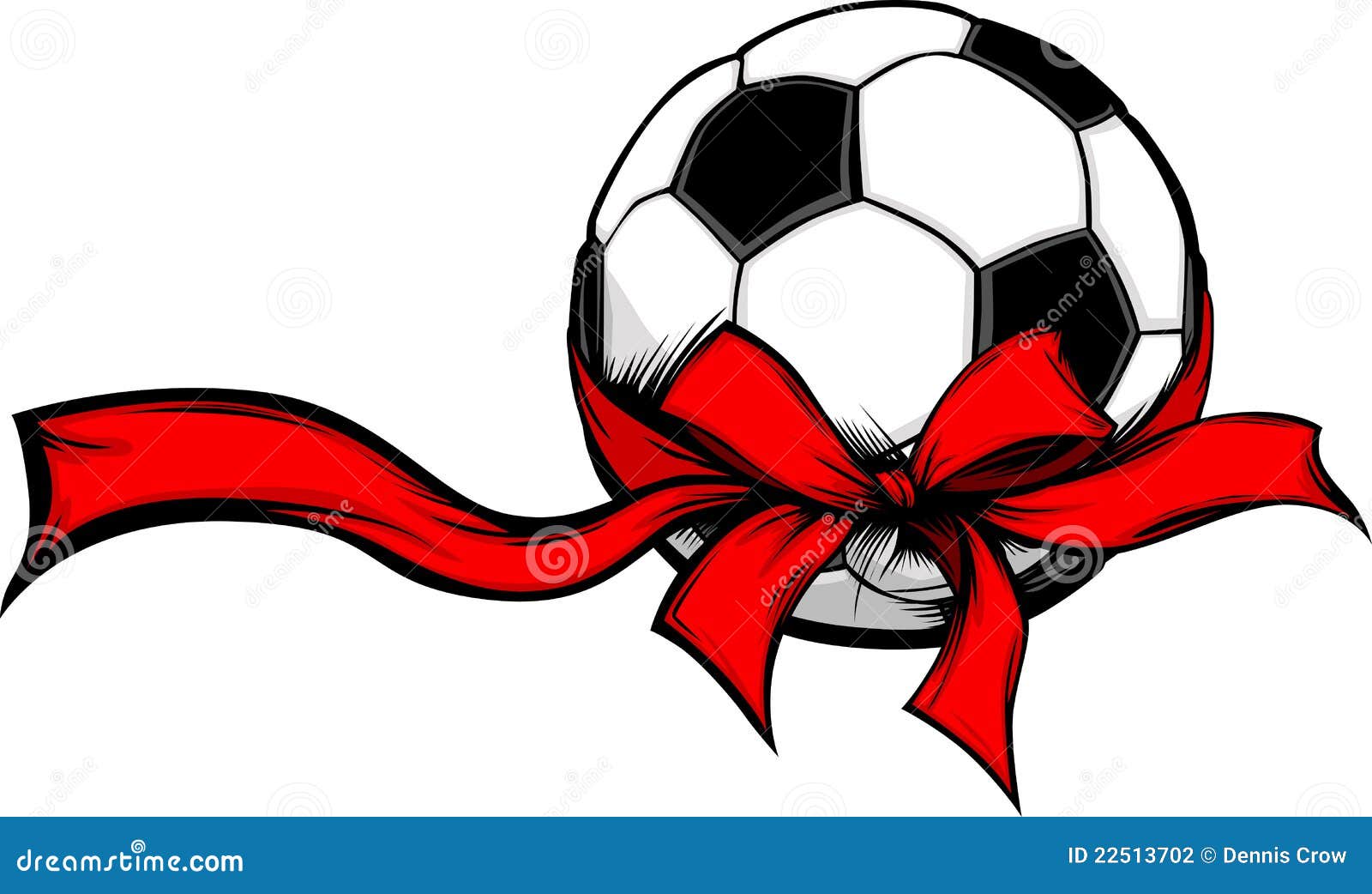 Soccer Ball with Holiday Ribbon Image Stock Vector - Illustration of ...