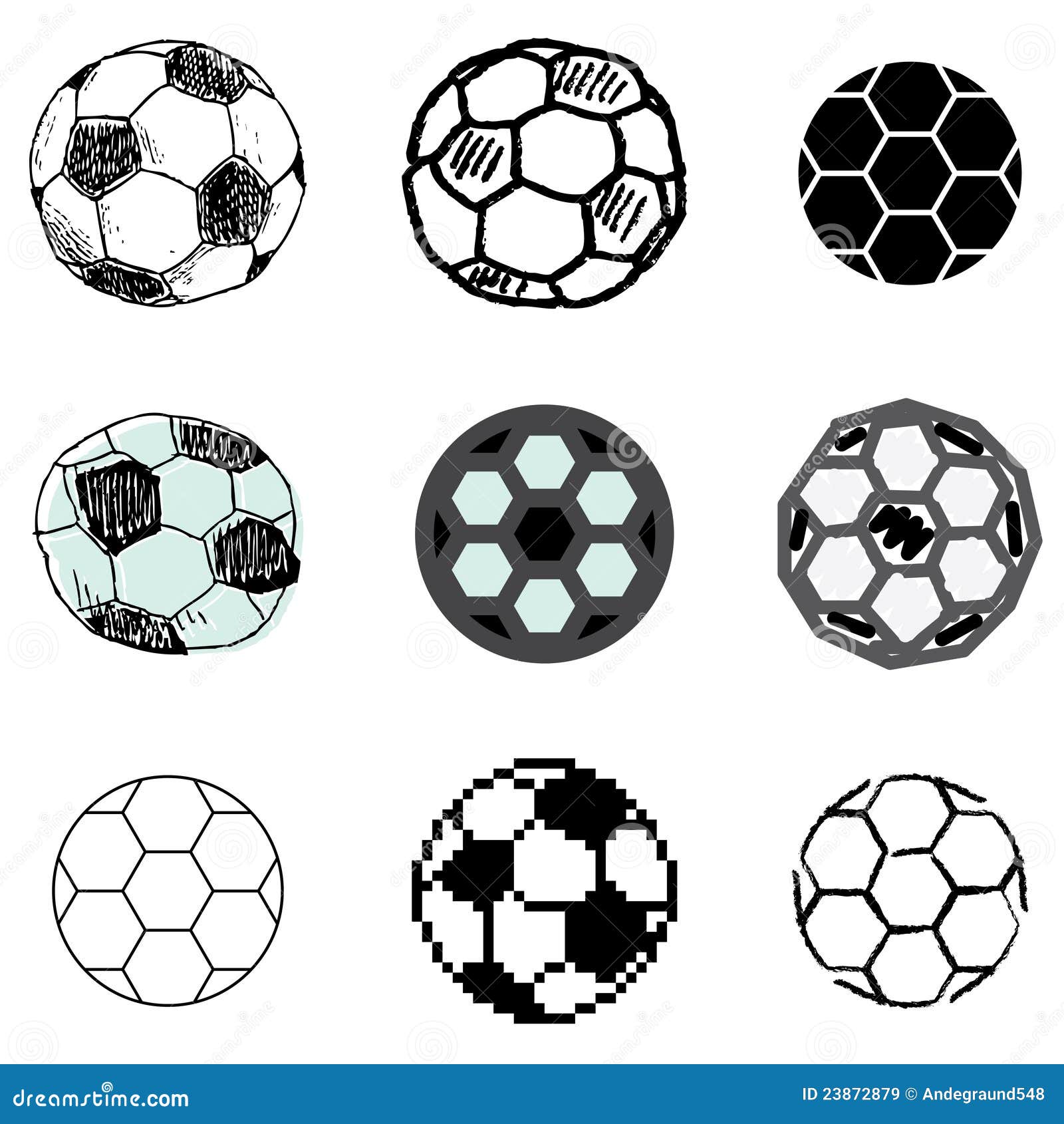 Soccer ball icons set stock vector. Illustration of icon - 23872879