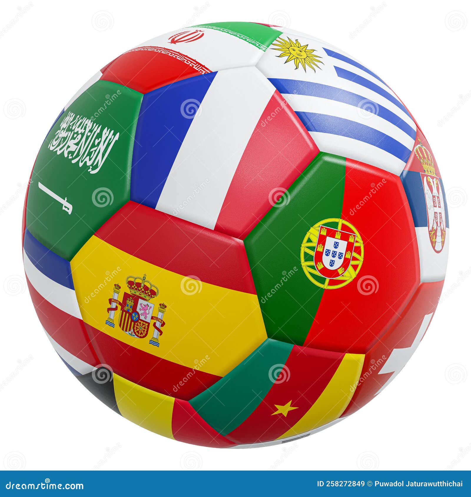 Soccer Ball with International Flags Pattern and Leather Texture ...