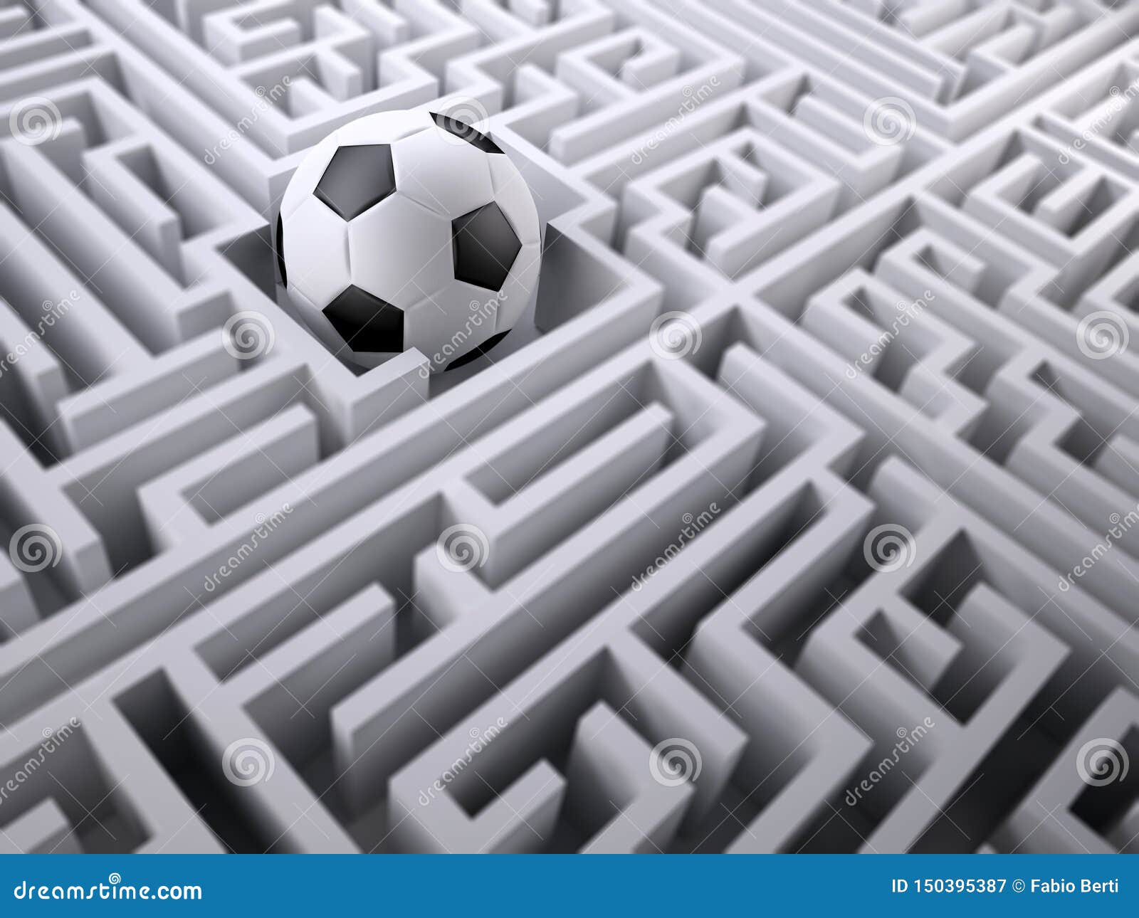 Soccer Ball in the Labyrinth Maze Stock Illustration - Illustration of ...