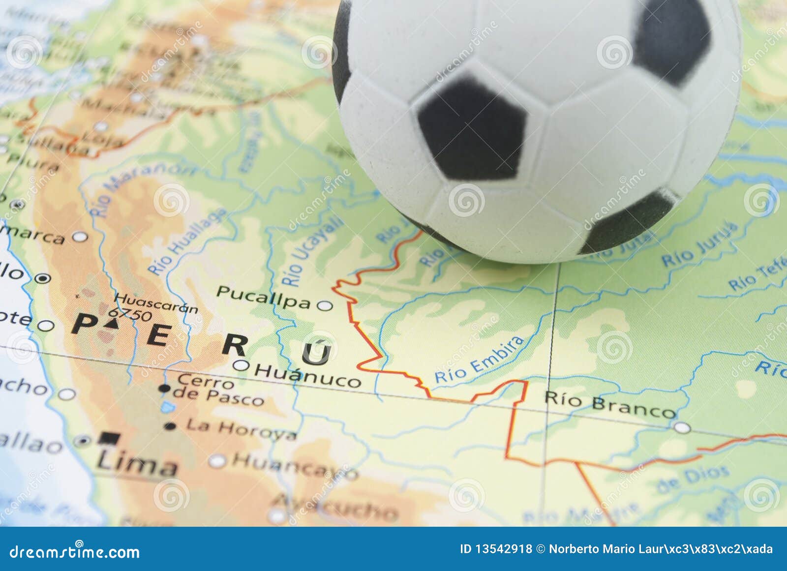 Soccer ball on map stock photo. Image of tournament, ball - 13542918