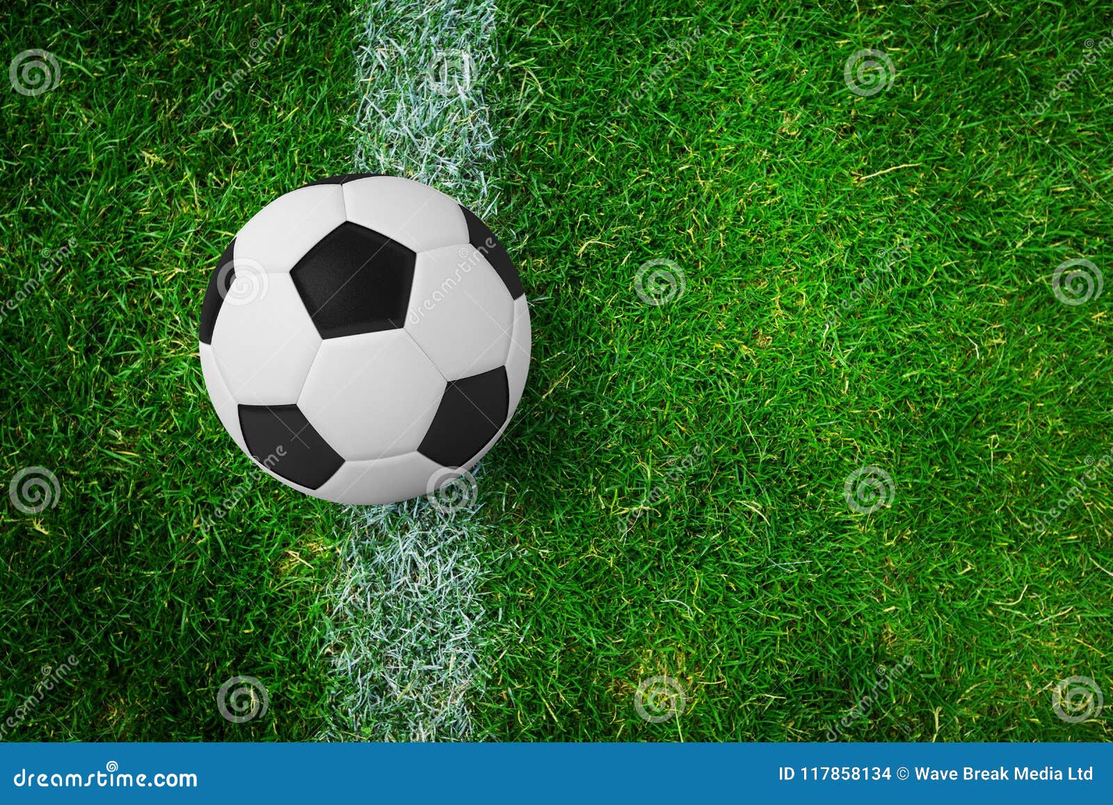 Soccer Ball on Marking Line Stock Photo - Image of space, sideline ...