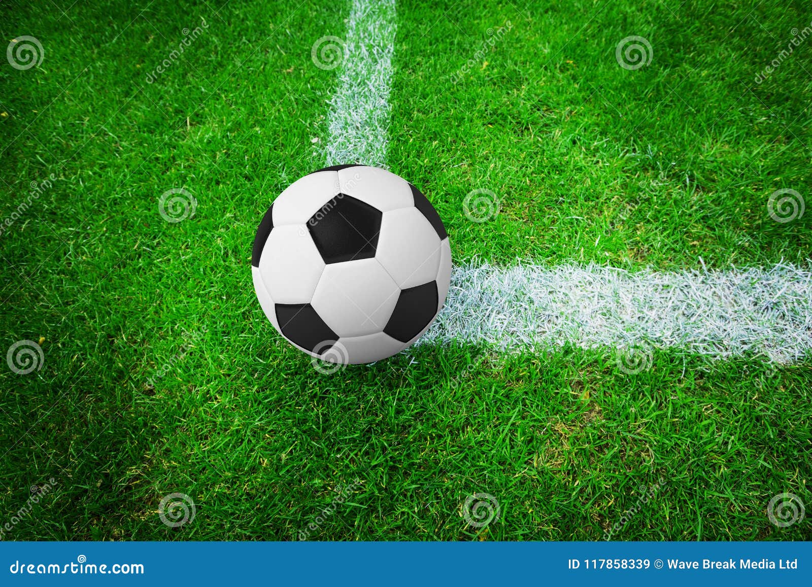 Soccer Ball on Marking Line Stock Image - Image of championship, soccer ...