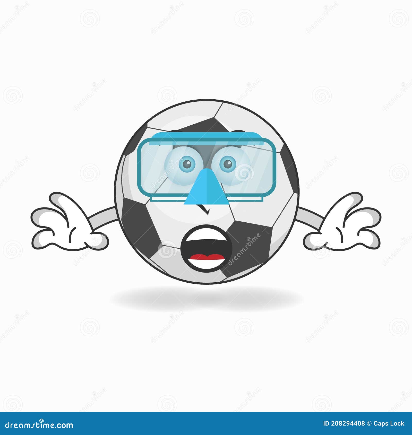 The Soccer Ball Mascot Character is Diving. Vector Illustration Stock ...