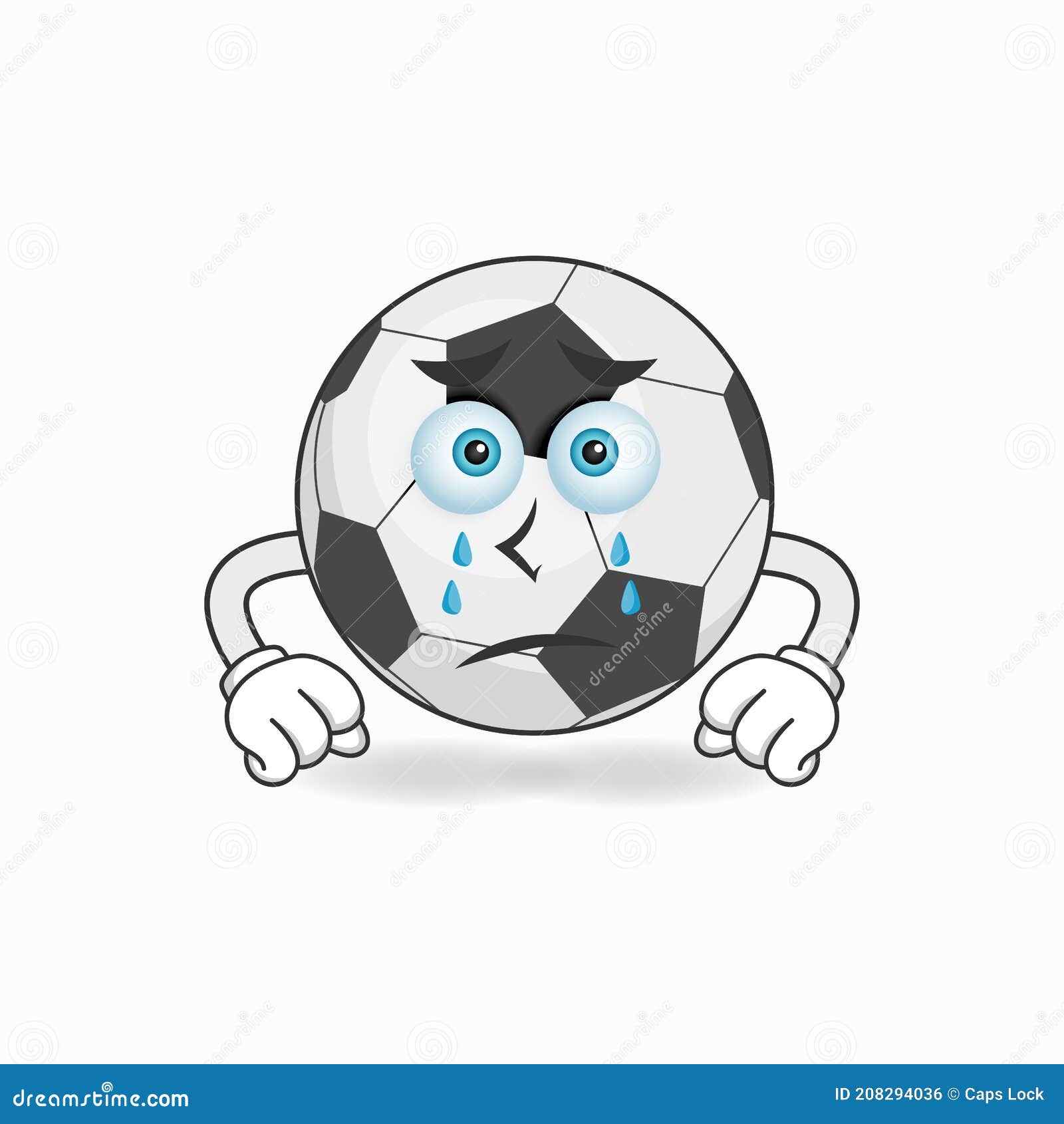 Soccer Ball Mascot Character with Sad Expression. Vector Illustration ...