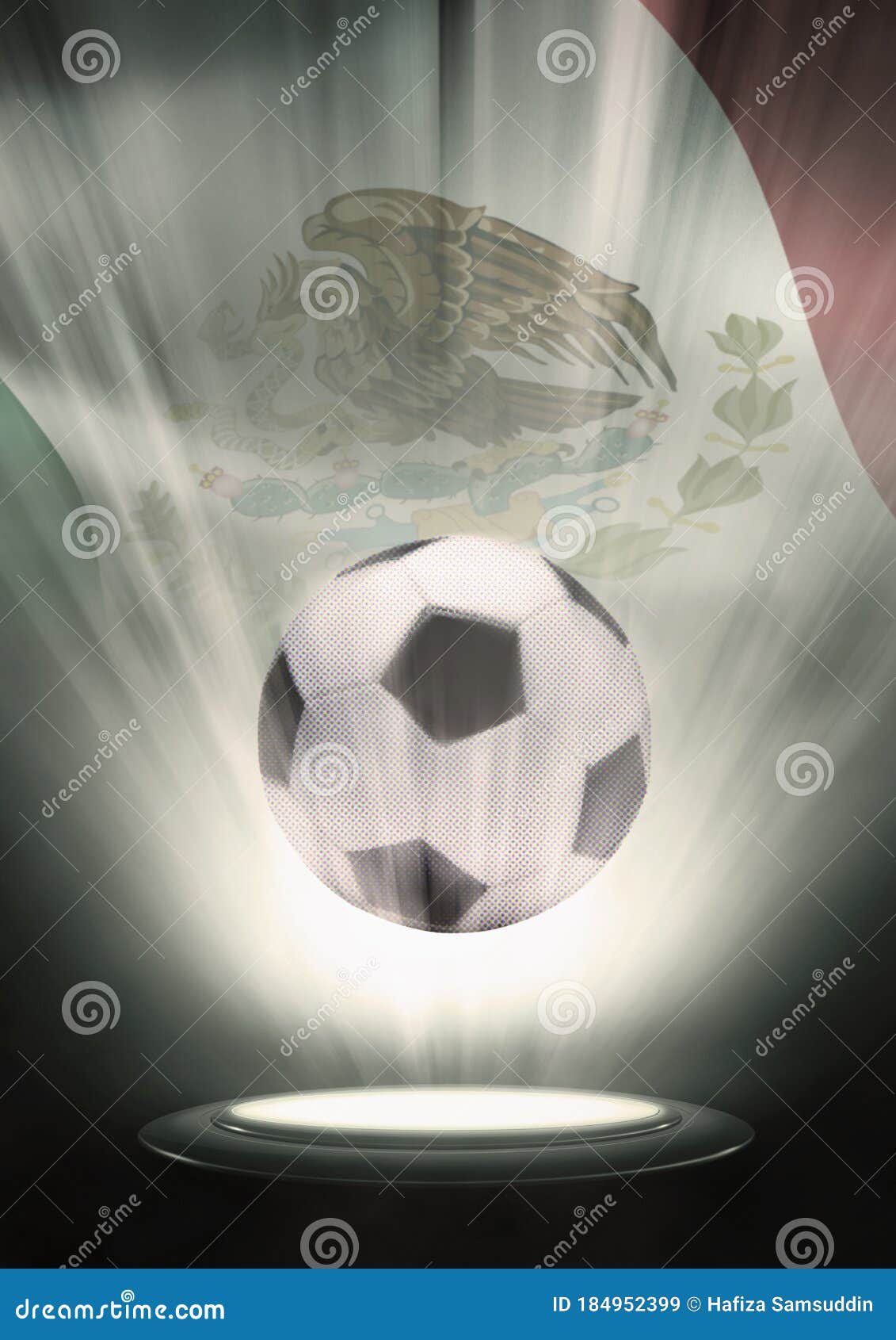 A Soccer Ball with Mexico Flag Backdrop Stock Illustration ...