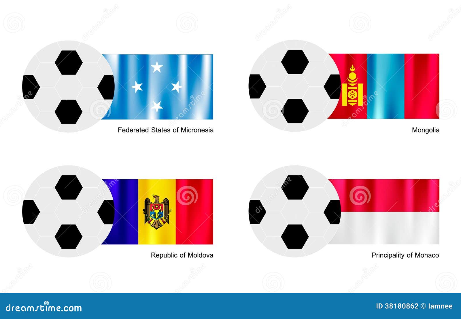 Soccer Ball with Micronesia, Mongolia, Moldova and Stock Vector ...