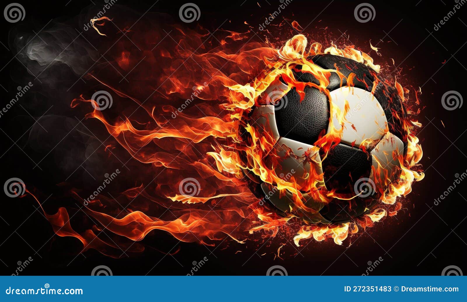 A Soccer Ball in the Middle of a Fire Filled Field Stock Illustration ...