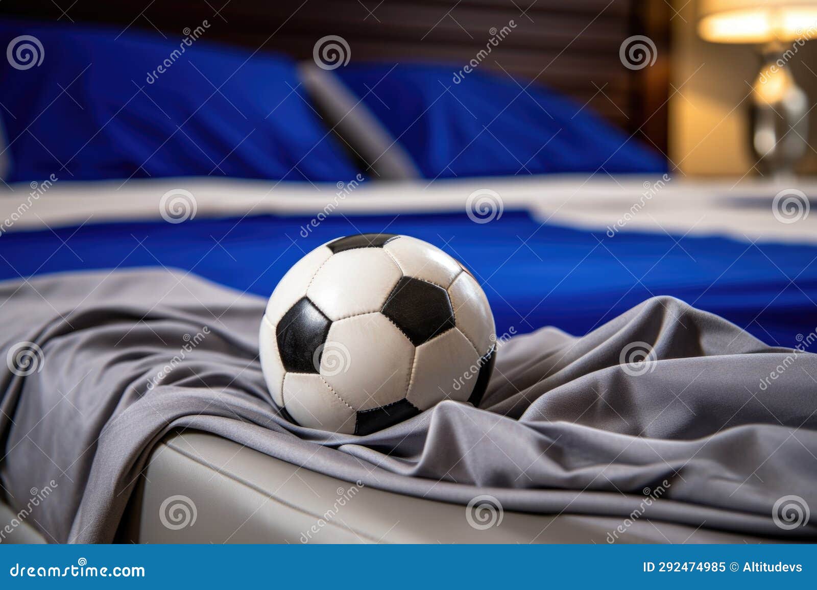 Soccer Ball beside a Neatly Folded Blanket Stock Image - Image of ...