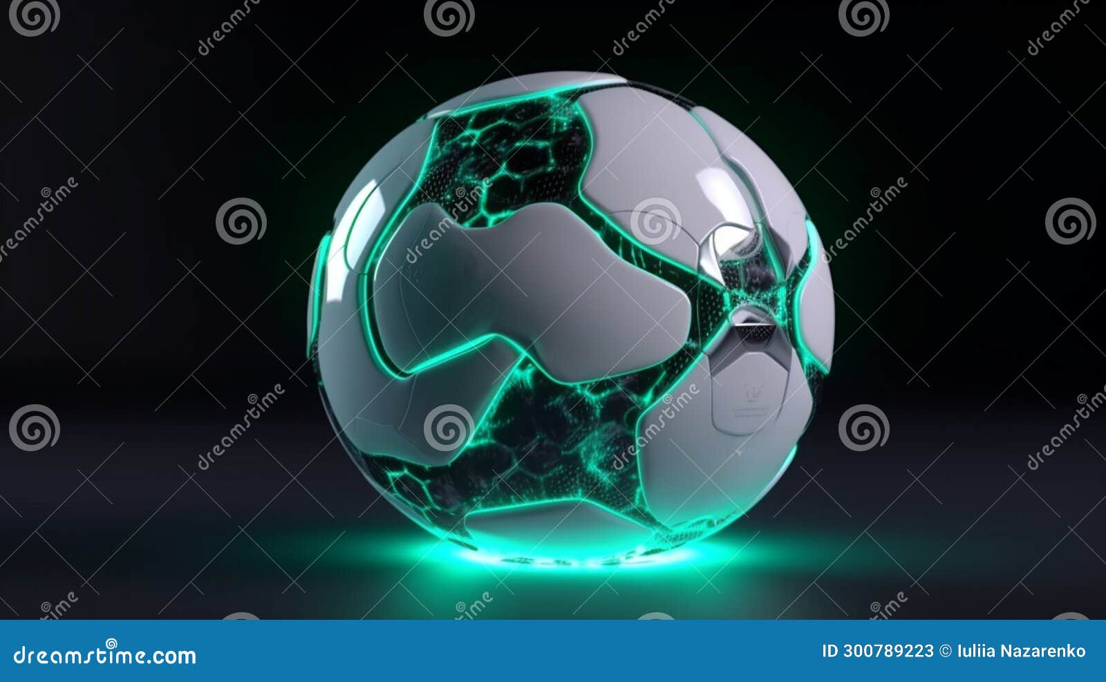 Soccer Ball with Neon Lights. AI Generated Stock Illustration ...