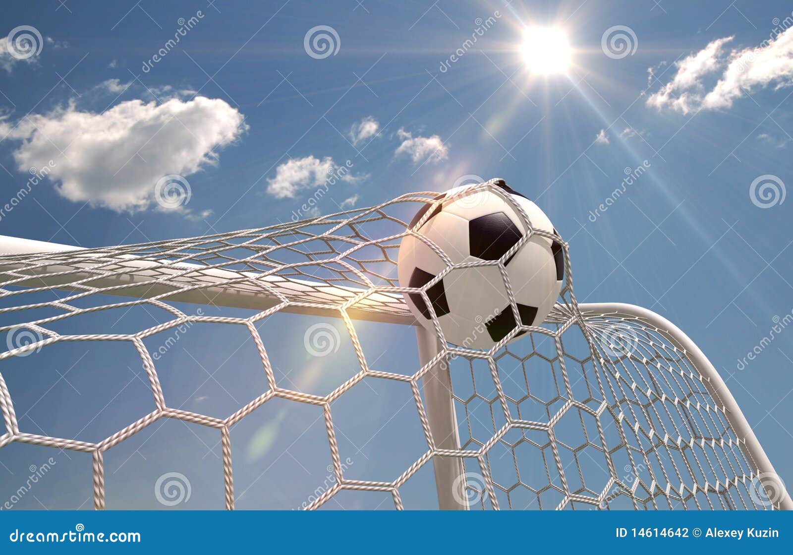 Soccer ball in the net stock illustration. Illustration of soccerball ...