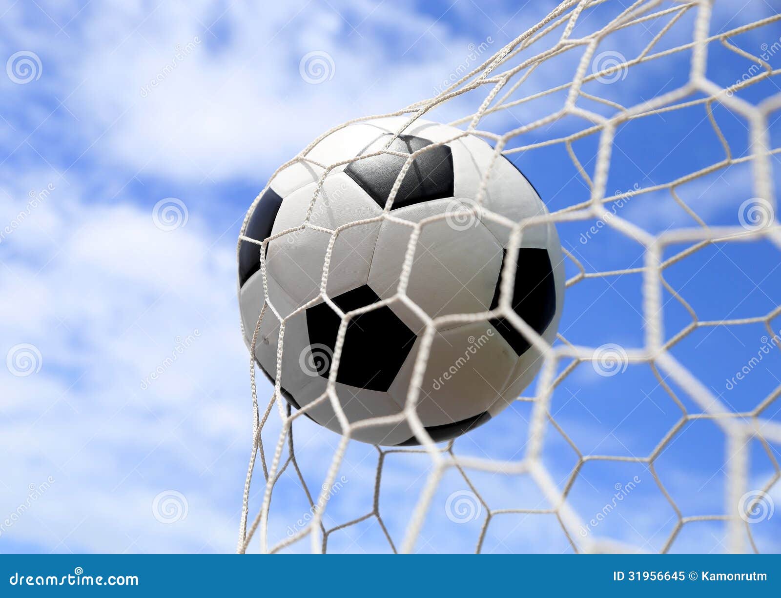 Soccer ball in net stock image. Image of line, moving - 31956645