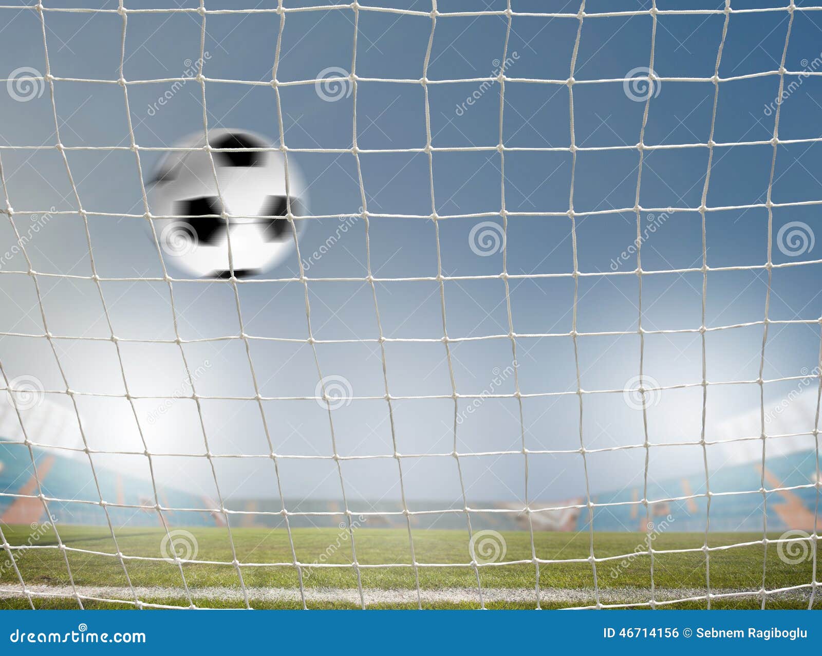 Soccer ball in net stock photo. Image of sunshine, strike - 46714156