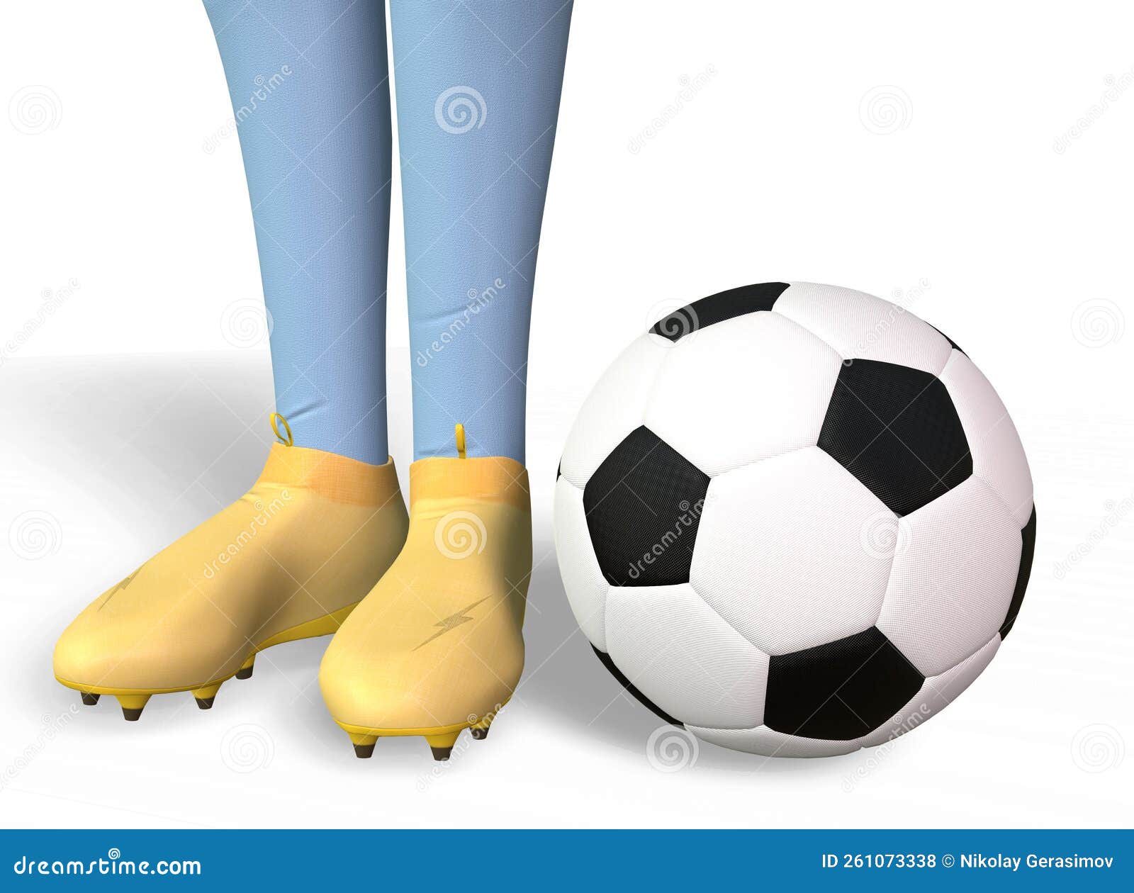 A Soccer Ball Next To Feet 3d-rendering Stock Illustration ...