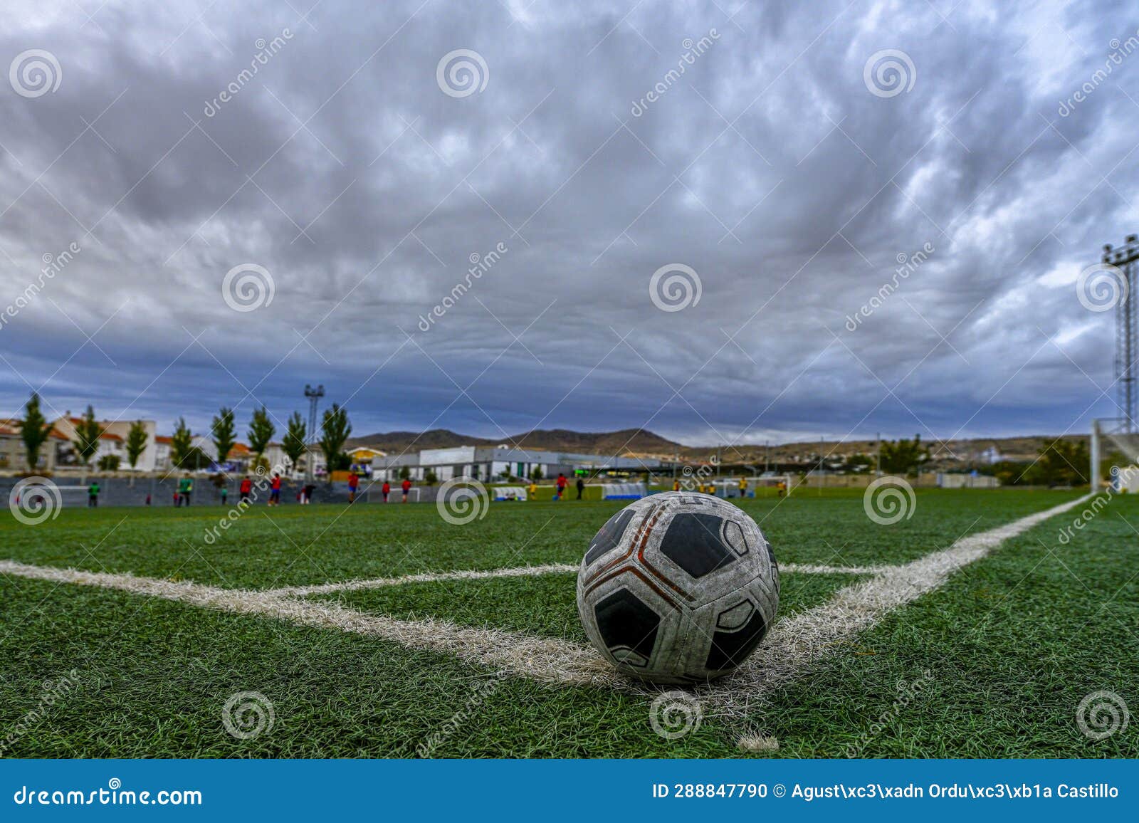 Soccer Ball on Play Fields. Stock Photo - Image of match, playground ...