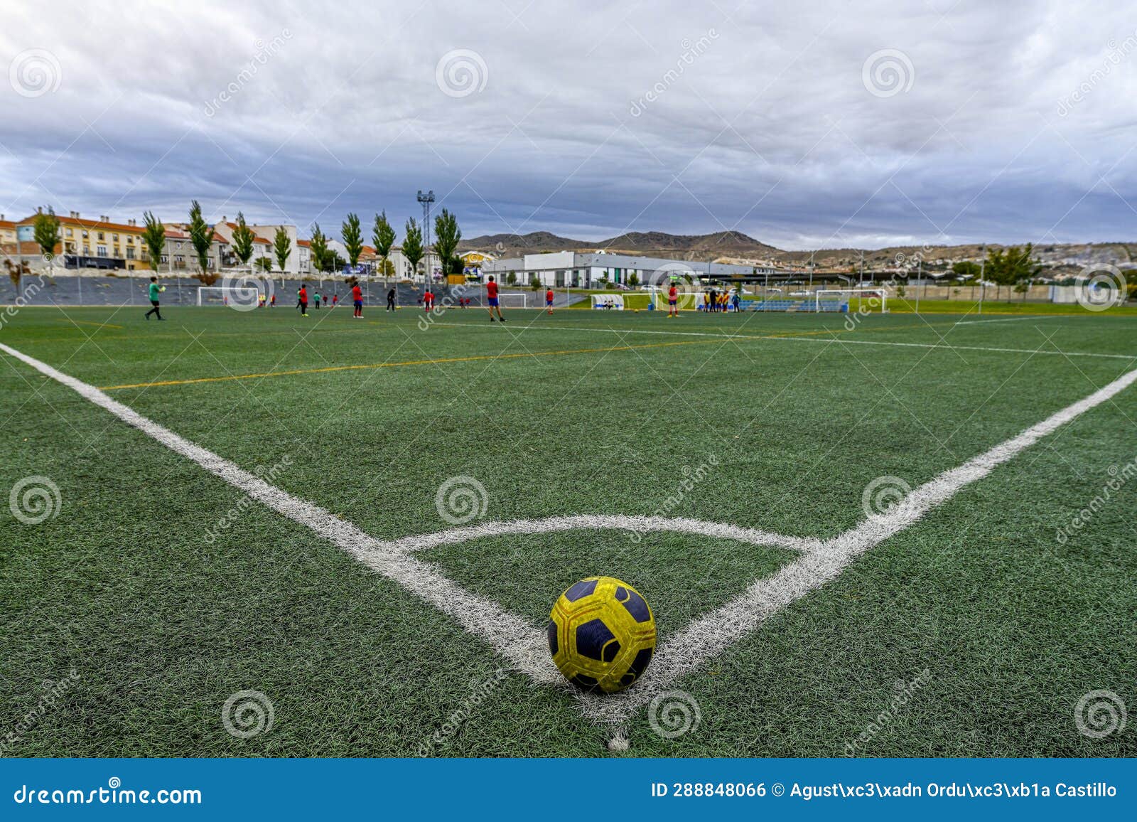 Soccer Ball on Play Fields. Stock Photo - Image of match, school: 288848066