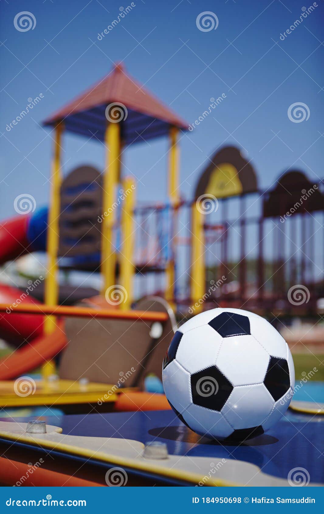 Soccer Ball on a Playground Stock Photo - Image of playground, athletic ...