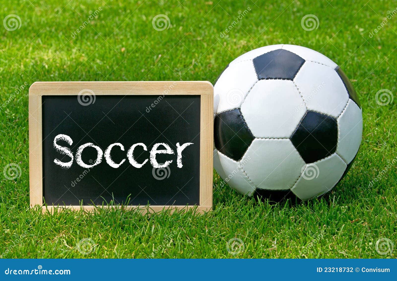 Soccer Ball and Sign on Grass Stock Photo - Image of ground, closeup ...