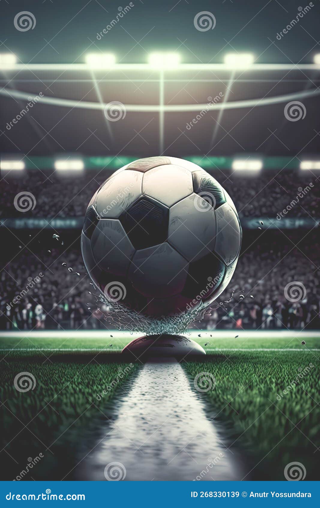 Soccer Ball on a Soccer Pitch with Dramatic Lighting, Generative AI ...