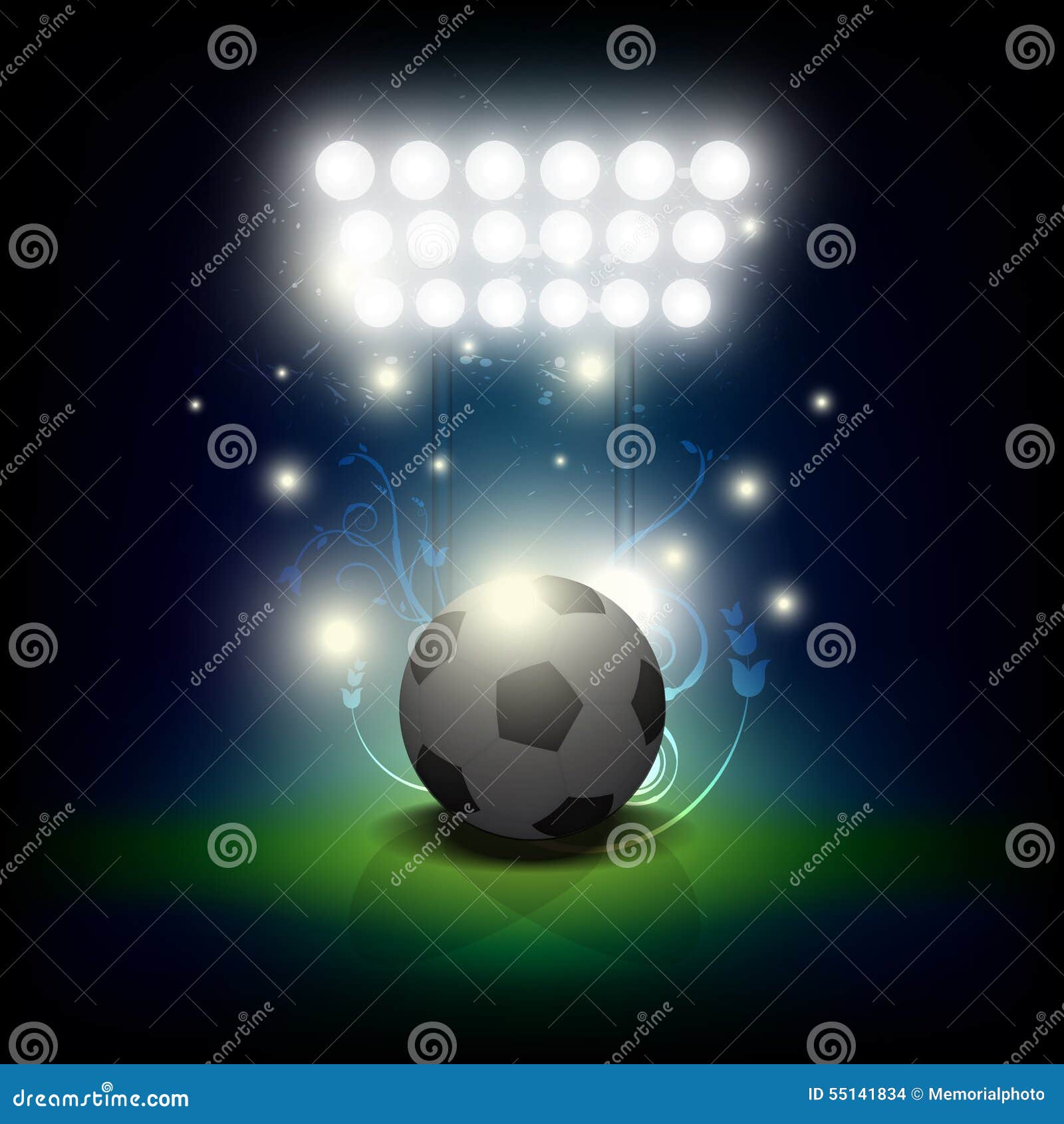 Soccer ball with spotlight stock vector. Illustration of winner - 55141834